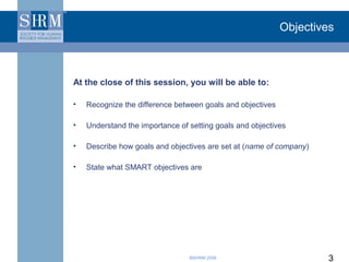 2008 Setting Goals And Objectives Training | PPT