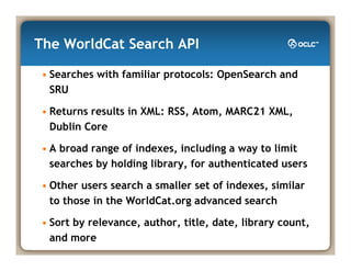 The WorldCat Search API | PPT