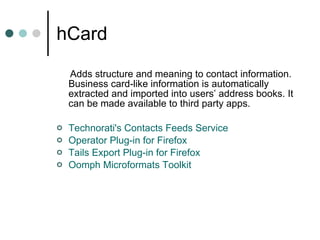 Microformats 101 Workshop | PPT