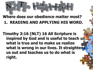 NT Puzzle - Obedience 2009.11.29 | Christianity | Religion & Spirituality