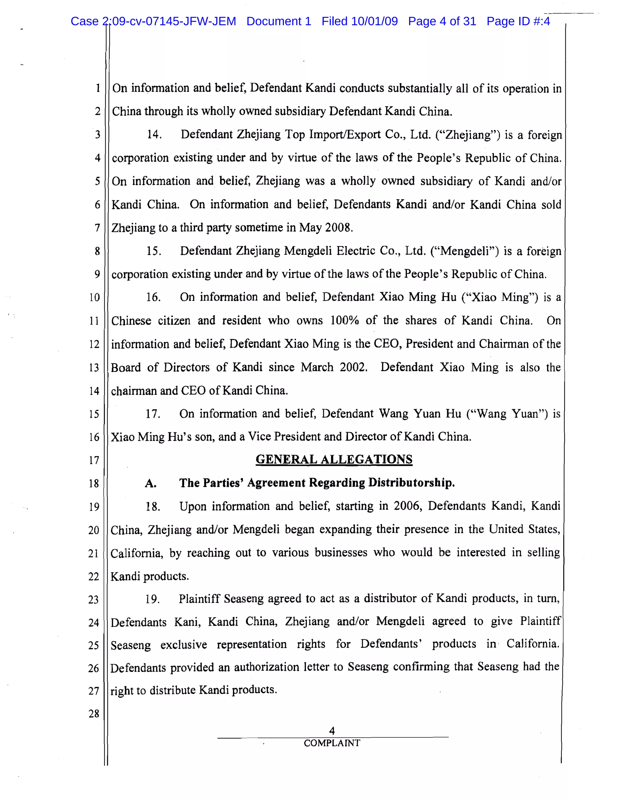 Seaseng vs Kandi Complaint | PDF | Legal Services Industry | Industries