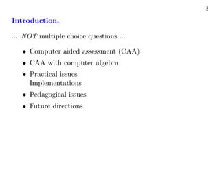 Computer Aided Assessment (CAA) for mathematics | PPT
