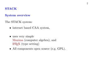 Computer Aided Assessment (CAA) for mathematics | PPT