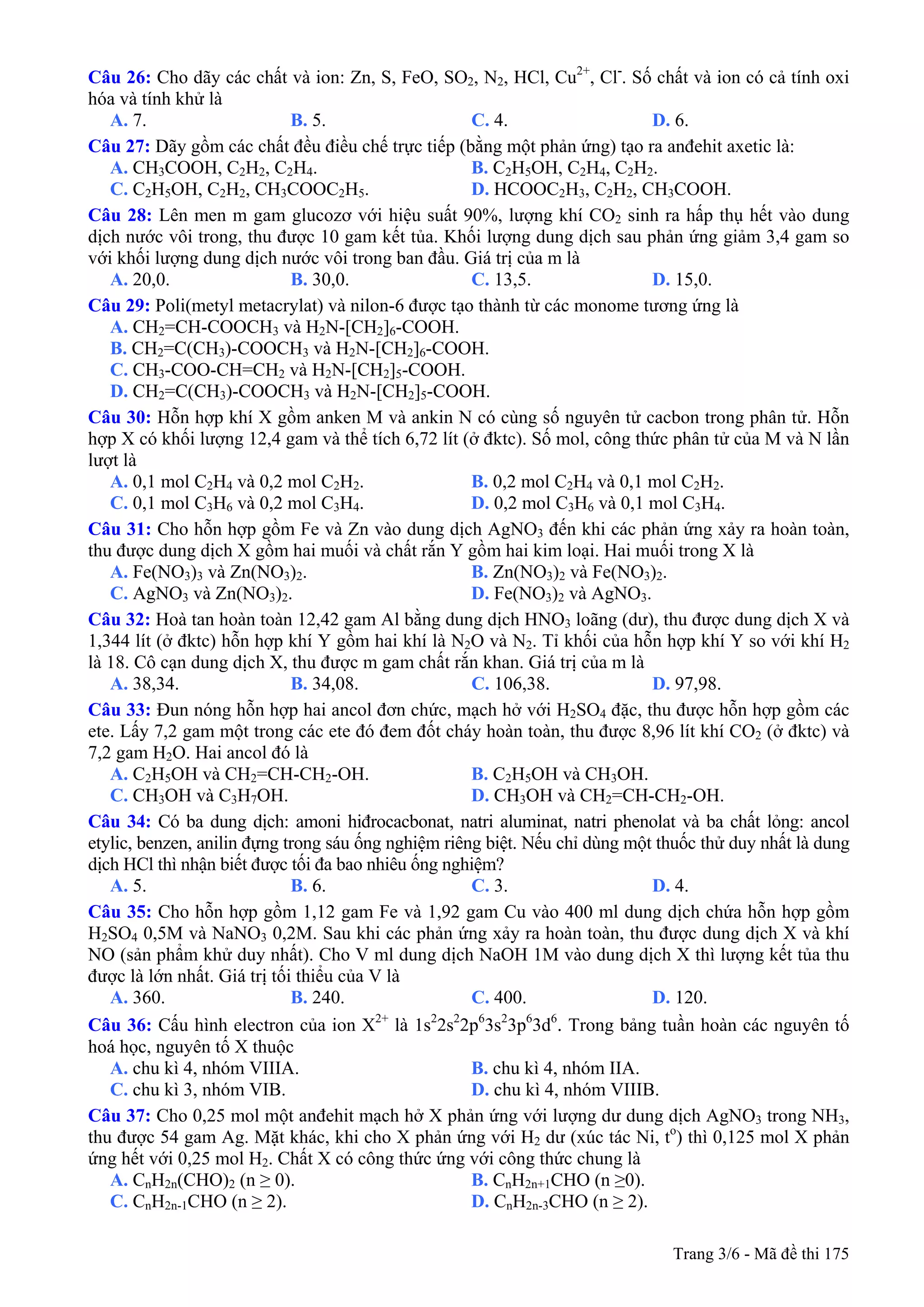 Đề thi đại học 2009 môn Hóa Học khối A | PDF
