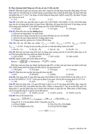 Đề thi đại học 2009 môn Hóa Học khối B | PDF