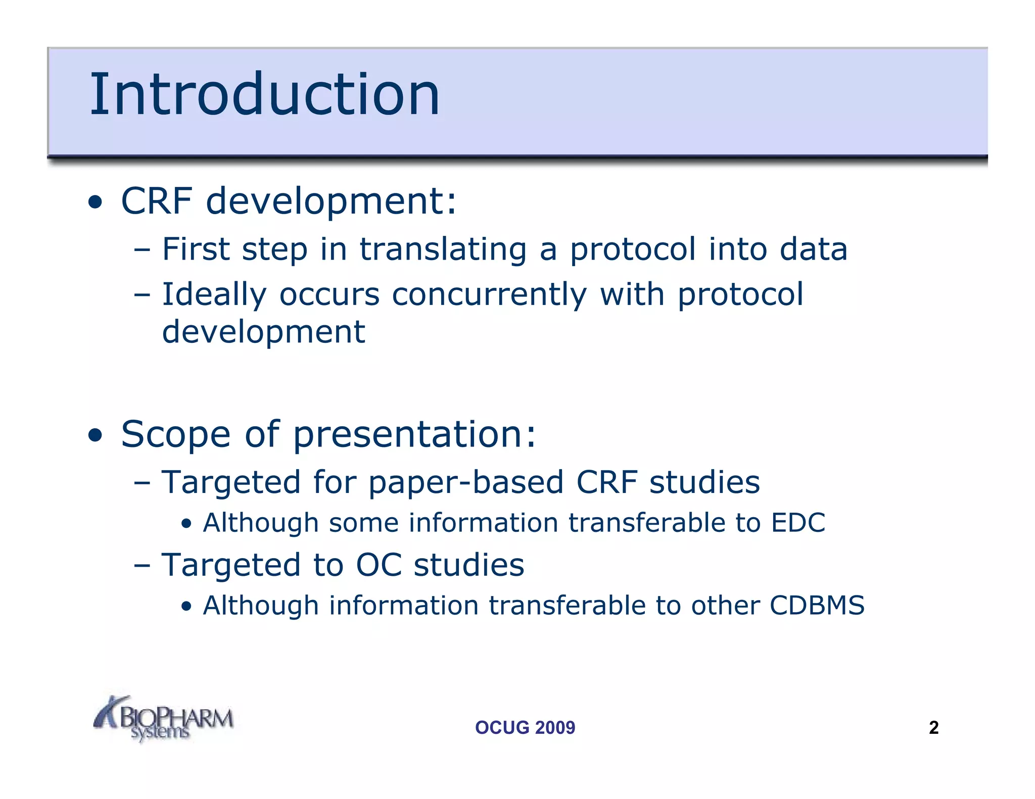Case Report Form (CRF) Design Tips | PDF