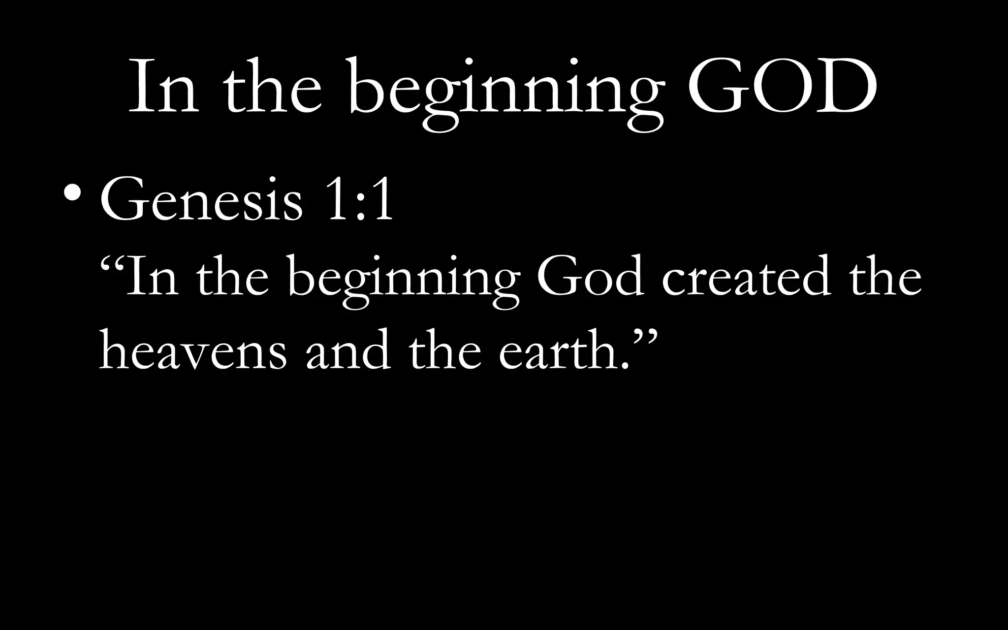 In The Beginning God | PPT