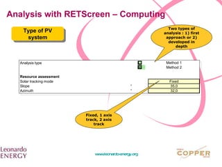 Photovoltaic Project Analysis Using RETScreen software | PPT