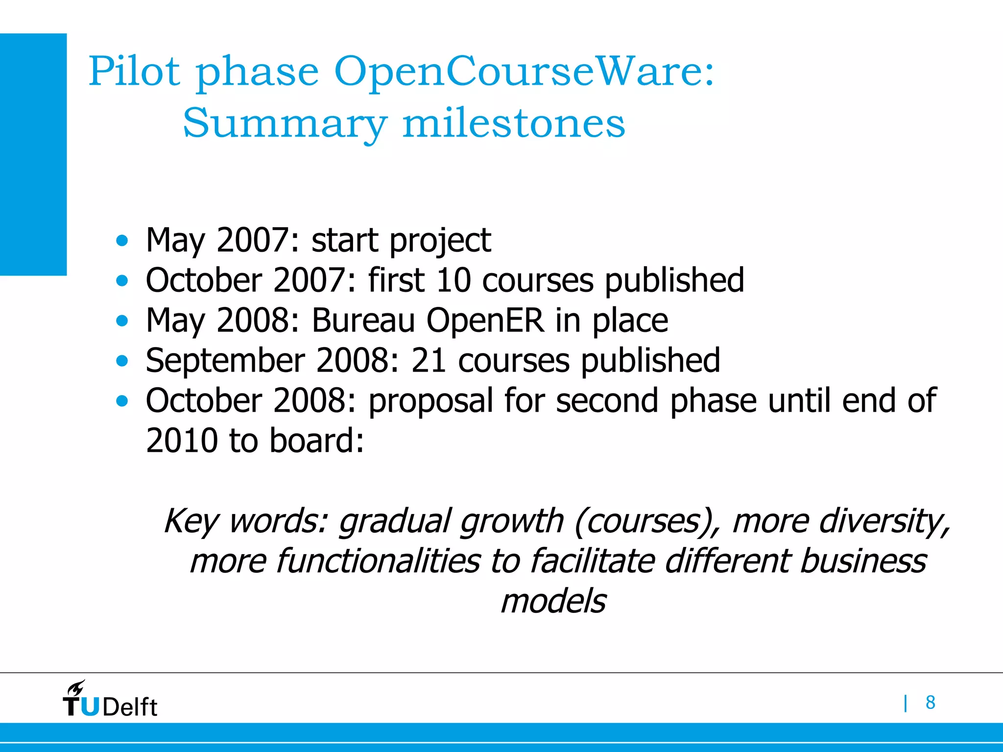 TU Delft OpenCourseWare presentation | PPT