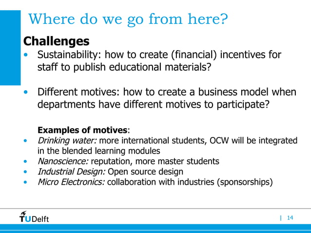 TU Delft OpenCourseWare presentation | PPT