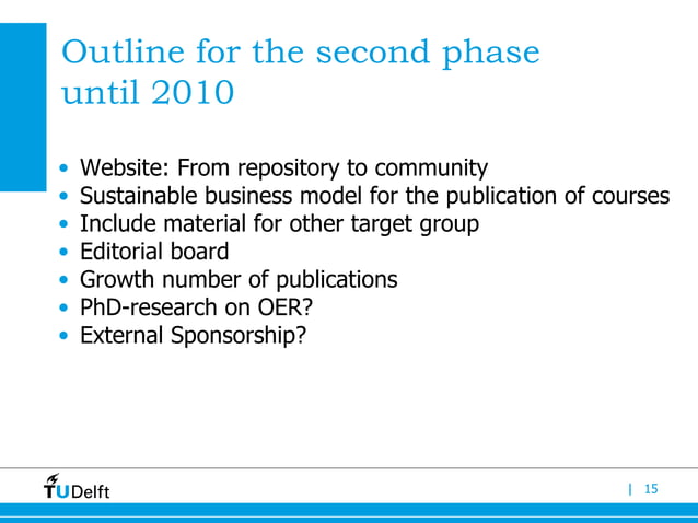 TU Delft OpenCourseWare presentation | PPT