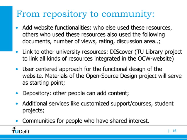 TU Delft OpenCourseWare presentation | PPT