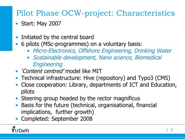 TU Delft OpenCourseWare presentation | PPT