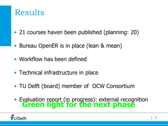 TU Delft OpenCourseWare presentation | PPT