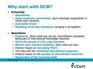 TU Delft OpenCourseWare presentation | PPT