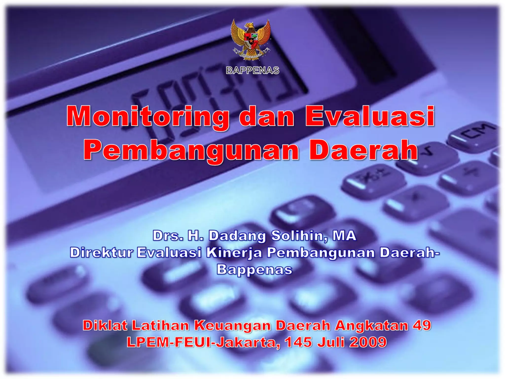 Monitoring dan Evaluasi Pembangunan Daerah | PPT