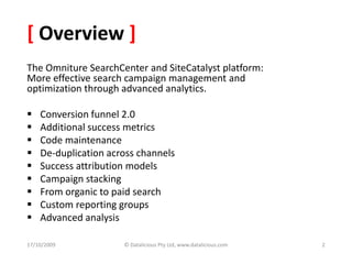 SMX Sydney: Omniture SearchCenter | PPTX