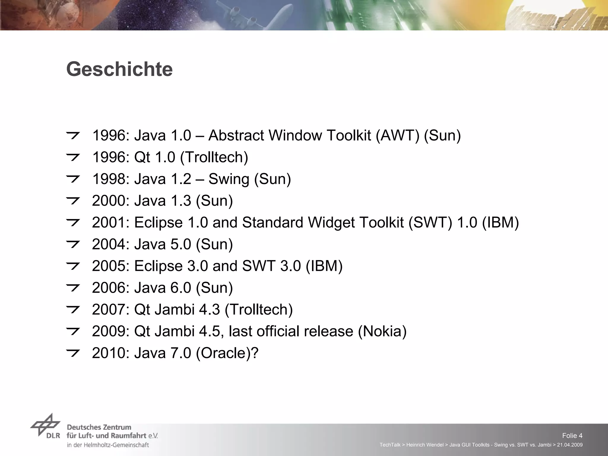Java Gui Toolkits Swing Vs Swt Vs Jambi Ppt