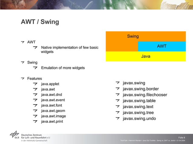 Java GUI Toolkits - Swing vs. SWT vs. Jambi | PPT | Programming Languages | Computing
