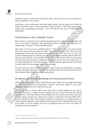 Preparing a Pitch to Professional Investors | PDF