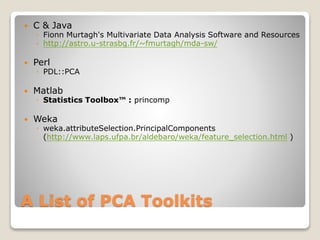 PCA (Principal component analysis) Theory and Toolkits | PPTX
