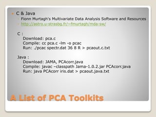 PCA (Principal component analysis) Theory and Toolkits | PPTX