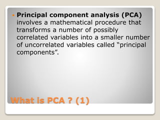 PCA (Principal component analysis) Theory and Toolkits | PPTX