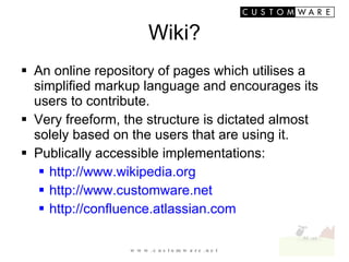 Confluence Wiki as a CMS | PPT | Web Development | Internet