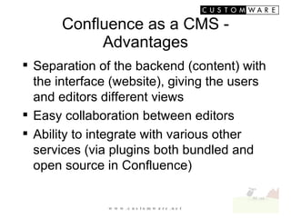 Confluence Wiki as a CMS | PPT | Web Development | Internet