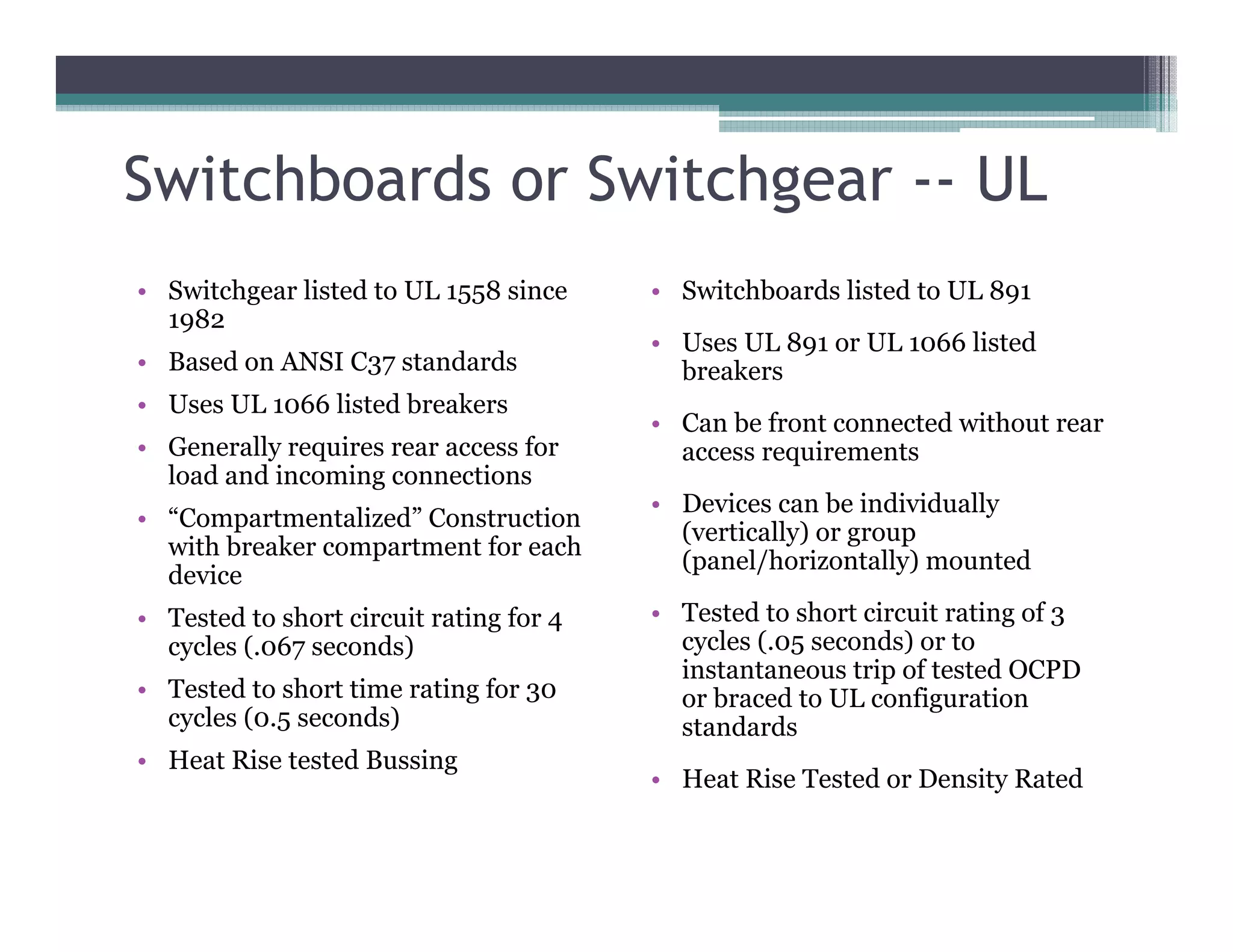 A Comparison of Contemporary Electrical Distribution Equipment ...
