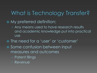 Technology Transfer in an Emerging Economy | PPTX
