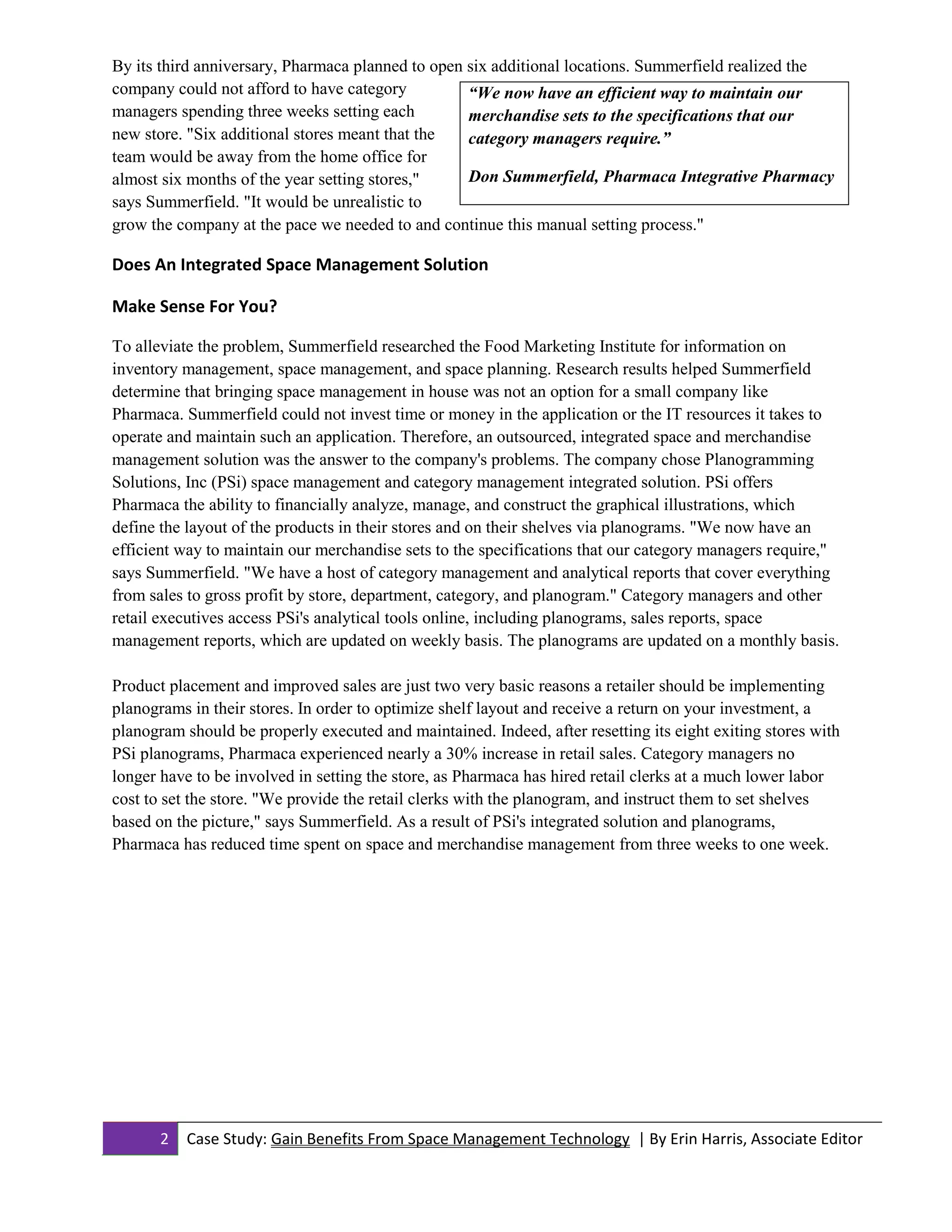 Planogramming Solutions, Case Study 2 | DOCX | Business | Business and Finance