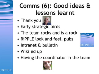 RiPPLE project communication and M&E | PPT