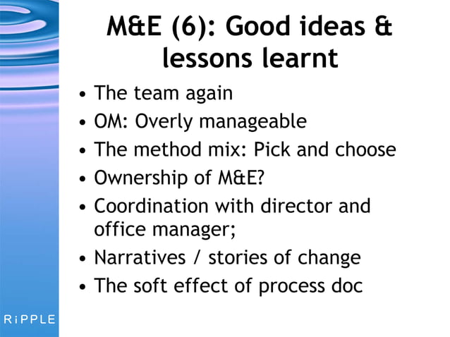 RiPPLE project communication and M&E | PPT