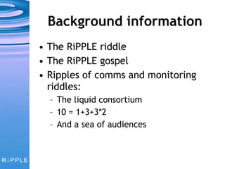 RiPPLE project communication and M&E | PPT