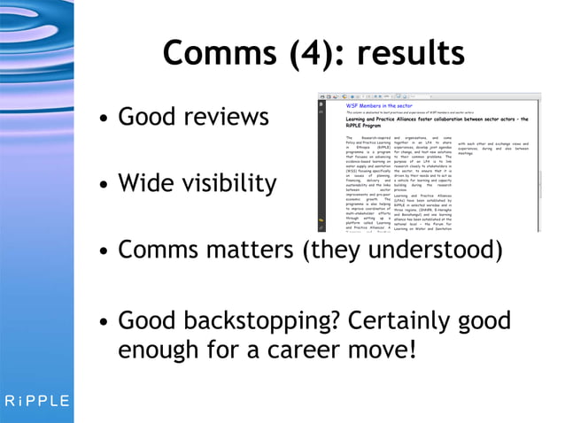 RiPPLE project communication and M&E | PPT