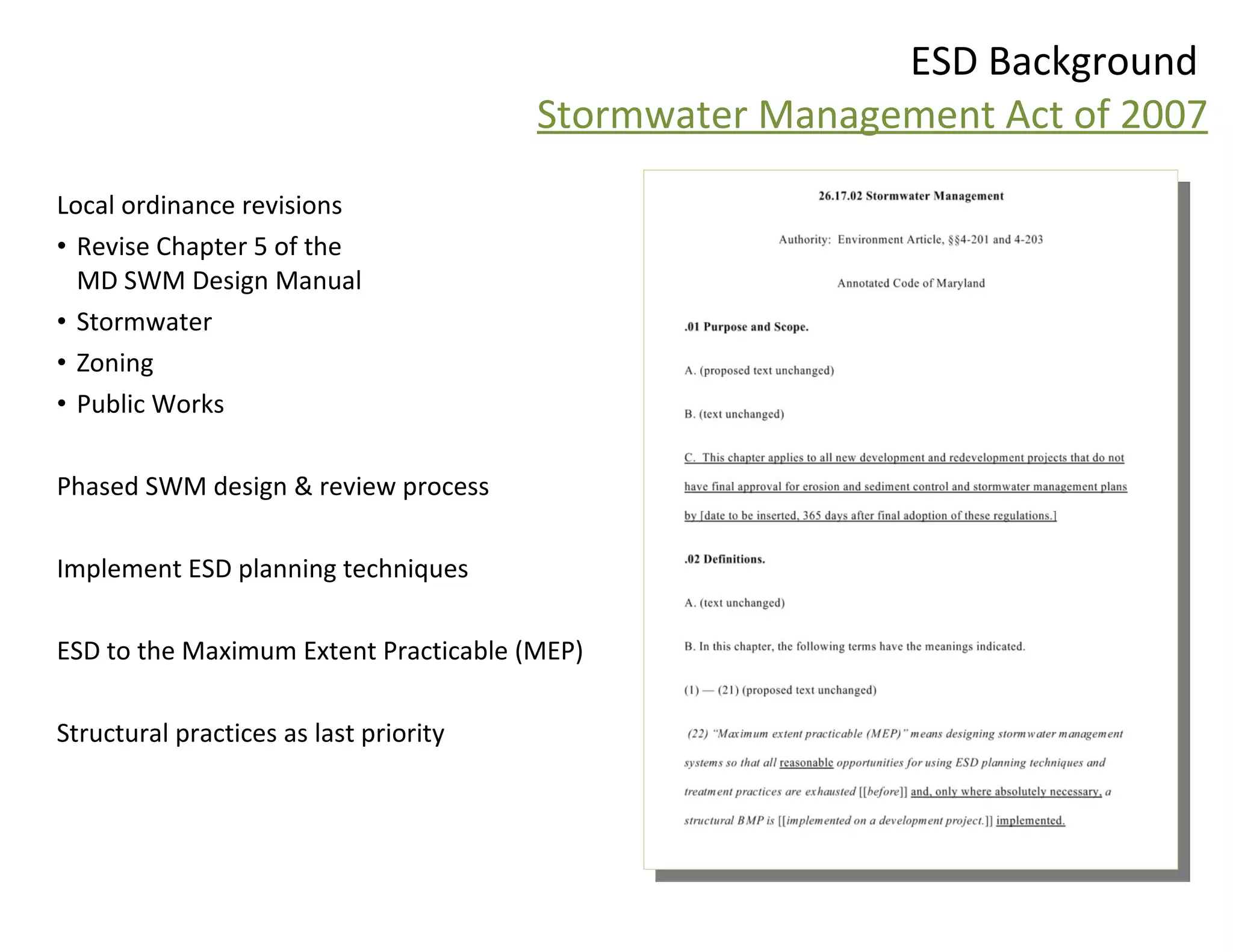 Environmental Site Design (ESD) Presentation | PPT