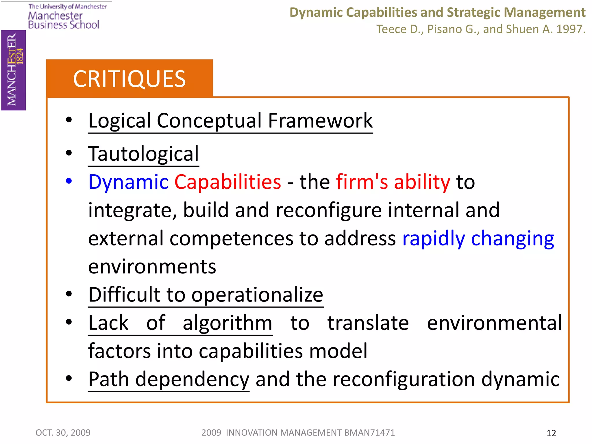 Dynamic Capabilities and Strategic Management | PDF