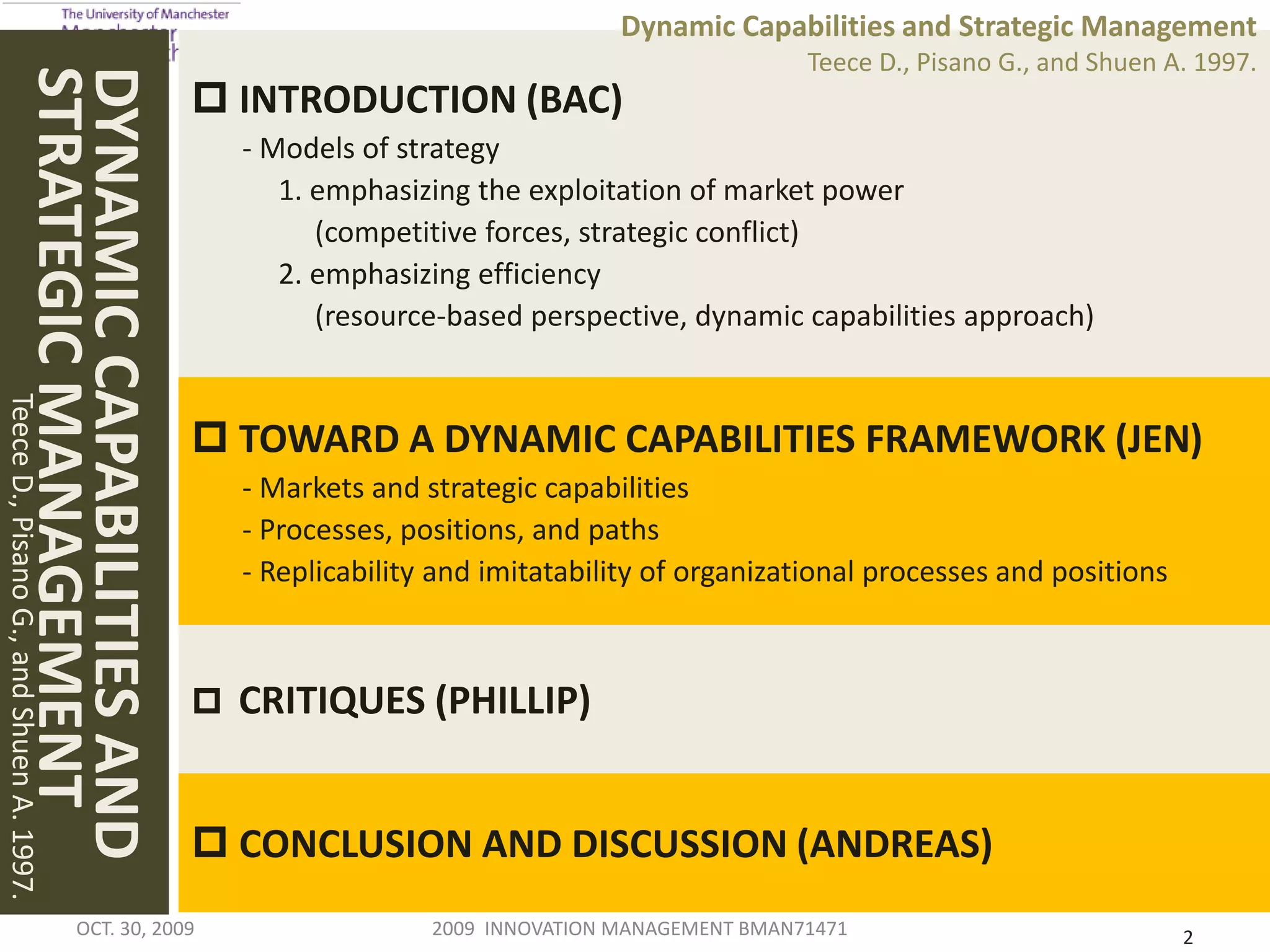 Dynamic Capabilities and Strategic Management | PDF