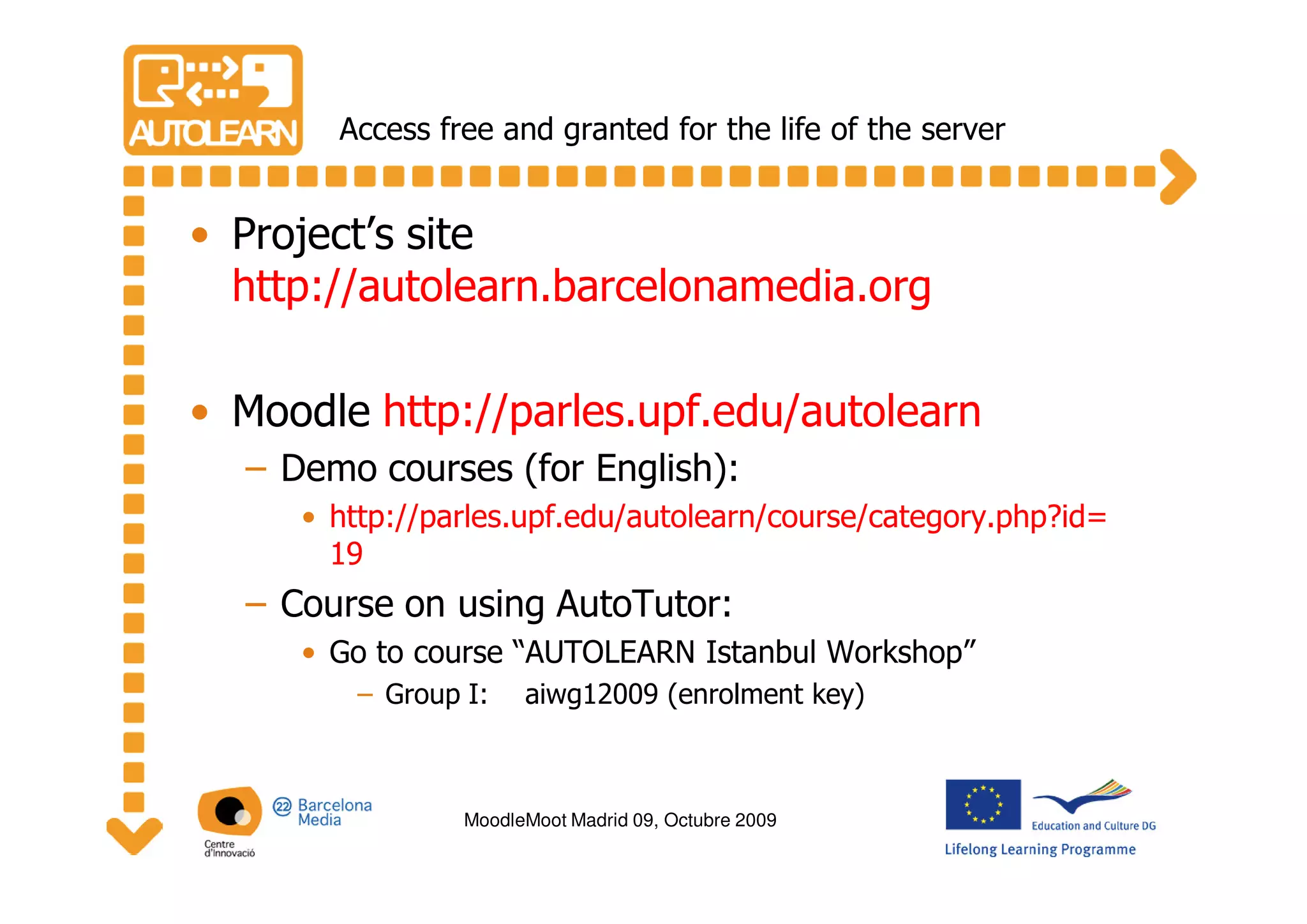 AutoLearn -- Extensión de moodle para crear contenidos con corrección interactiva inteligente ...