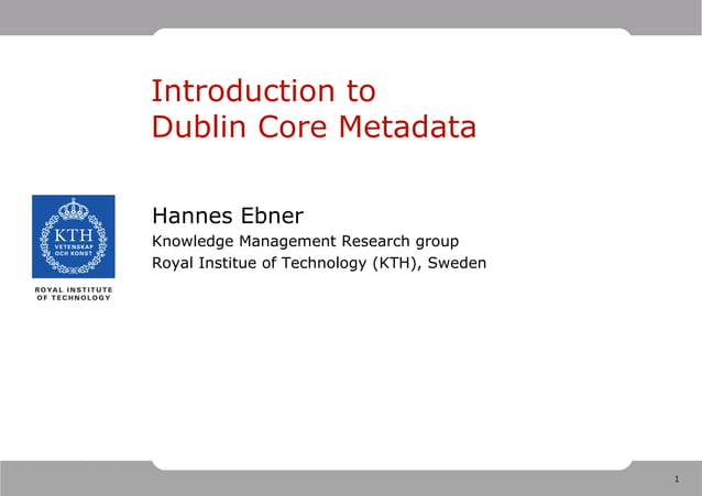 Introduction to Dublin Core Metadata | PDF