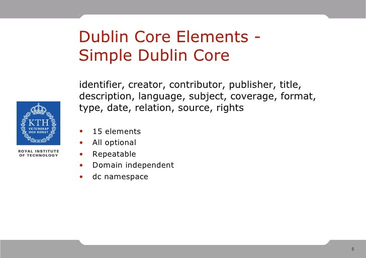 Introduction to Dublin Core Metadata