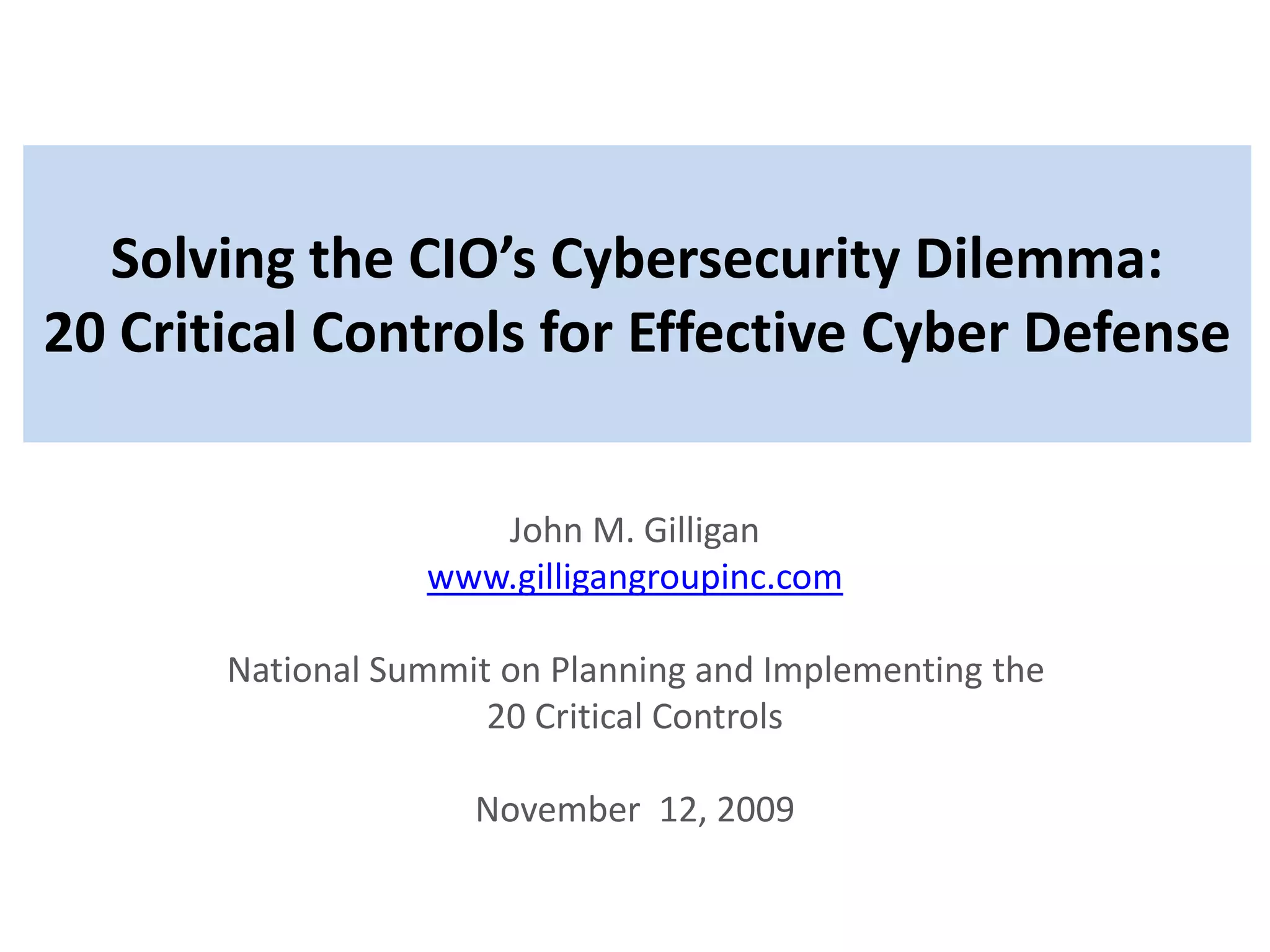 Solving the CIO’s Cybersecurity Dilemma | PPTX
