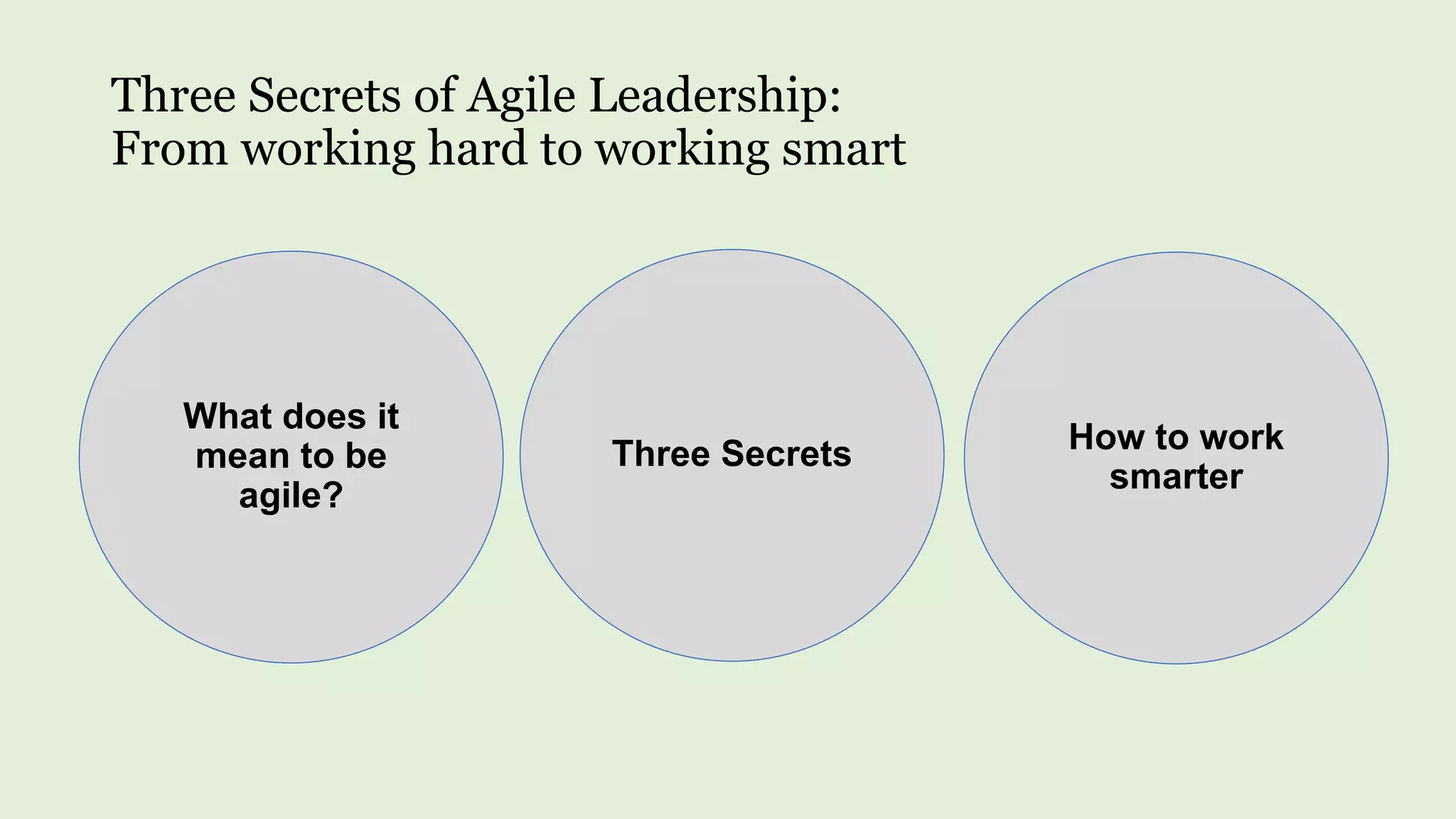 Three Secrets of Agile Leadership: From Working Hard to Working Smart | PPT