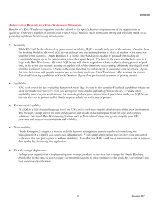 Collaborate 2009 - Migrating a Data Warehouse from Microsoft SQL Server ...