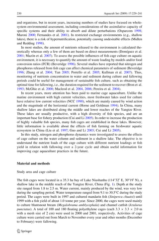 2009 assessment effects of cage culture on nitrogen | PDF
