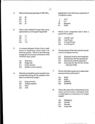 2009 CAPE Computer Science Unit 1 Paper 1 | PDF