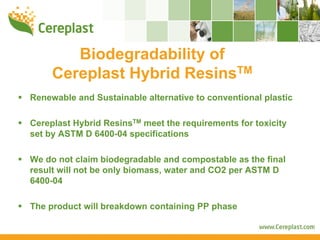 2009 Cereplast Presentation | PPT