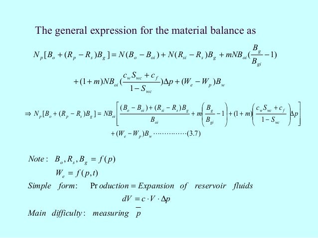 Material balance Equation