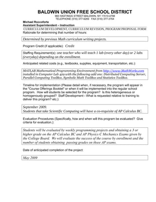2009 CRL aka CSI New Course Proposal Scientific Computing Lab | PDF
